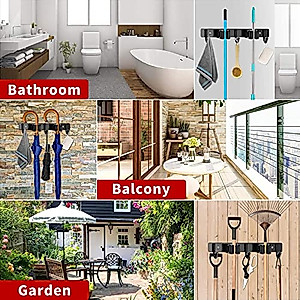 DunGu 2 Pack Broom Holder Wall Mounted Heavy Duty for Outside Mop Gripper Broom Bracket Mop Rack Holds Garden Tools,Broom Holder, Mop Hanger, broom Wall Holder,Shovels,Rakes,Brooms