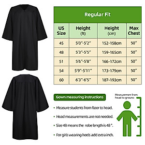 Syhood 4 Pieces 2024 Unisex Graduation Matte Gown Cap Tassel Stole Set Honor Cord 2024 Charm for Graduation(Black, Golden, 51)