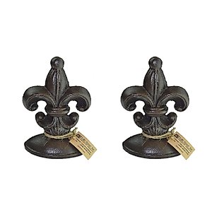Lulu Decor, Cast Iron Fleur De Lis Door Stop, 2 Lbs, Antique Black Door Stopper (Set of 2)