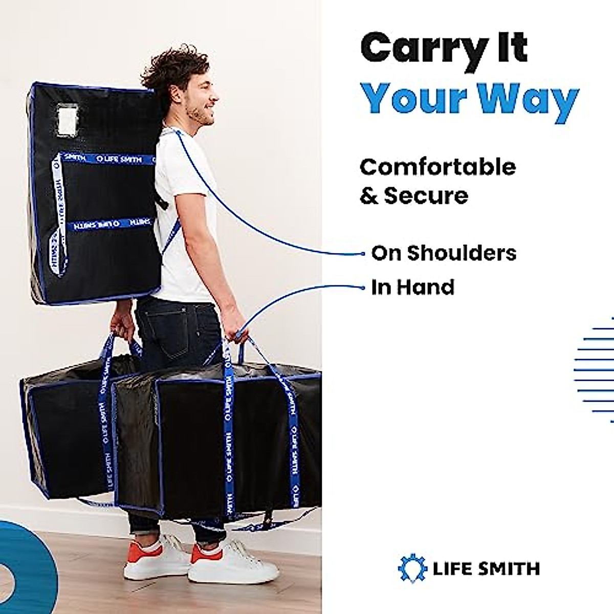 Clothing Storage Bags with Zipper - 4 Pack of Heavy Duty Moving Bags Extra Large - Dorm Storage Moving Tote Bag - Packing Bags for Moving Dorm Room Essentials, Pillows, Bedding & Blankets