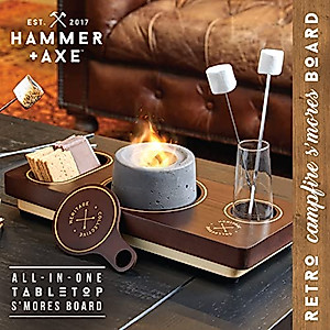 Hammer + Axe Campfire S’Mores Board, The Set Includes Board, Skewer Stand, 5 Skewers, Snuffer and Fuel Holder, 9-Piece