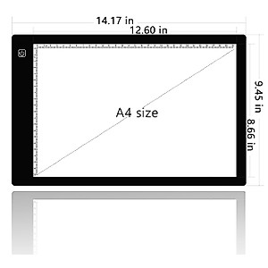 A4 Ultra-Thin Portable LED tracing Light Box Dimmable Brightness LED Art Tracing Pad for Artist Drawing Sketching Animation Stencilling and 5d Diamond Painting (Black, A4)
