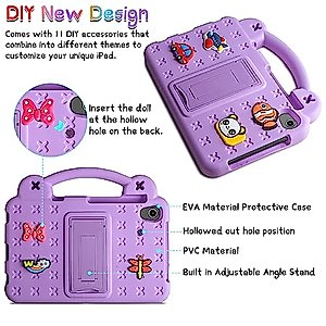 VOFUOE for TCL Tab 8 LE Tablet Case with Shoulder Straps Stand Handle DIY Accessories for Kids, EVA Shockproof Cover for TCL Tab 8 LE (9137W)/ TCL Tab 8 WiFi(9132X) 8.0 Inch 2023-Purple