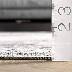 nuLOOM Gladys Machine Washable Vintage Medallion Runner Rug, 2' 6" x 8', Light Grey