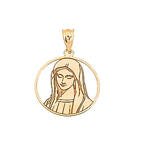 Certified 14k Yellow Gold Customized Name Blessed Virgin Mary Miraculous Pendant