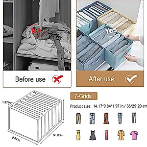 KIHONI Clothes Organizer for Folded Clothes Drawer Organizers for Clothing Closet Organizers and Storage Wardrobe Clothes Organizer for Jeans Pants, T-shirt, Dress (Built-in PP Board)