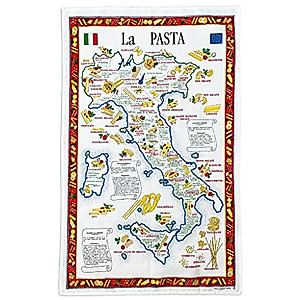 BLU RITMO Kitchen Tea Towel Set, Cotton Kitchen Towels Made in Italy, Colorful Multi-Purpose Absorbent Cloths, Large Cloth 21 x 33 in (Food - 4 Pieces)