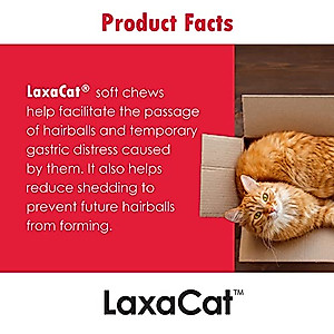 LaxaCat Hairball Formula for Cats - Supports Skin & Hair Coat, Vitamin, Mineral Oil - Healthy Coat - Regular Bowel Movement - Natural Ingredients - 90 Soft Chew