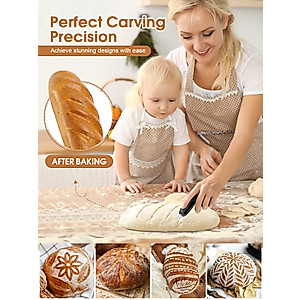 Extractable & Magnetic Bread Lame Dough Scoring Tool, Professional Sourdough Scoring Tool for Sourdough Bread Baking, Bread Making, Bread Scoring Tool with 5 Razor Blades & Scoring Patterns booklet