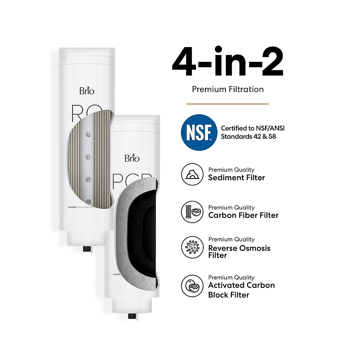 Brio Reverse Osmosis Water Filtration System, 500 GPD, 2:1 Pure to Drain, Tank-Less, Under Sink Faucet Mount