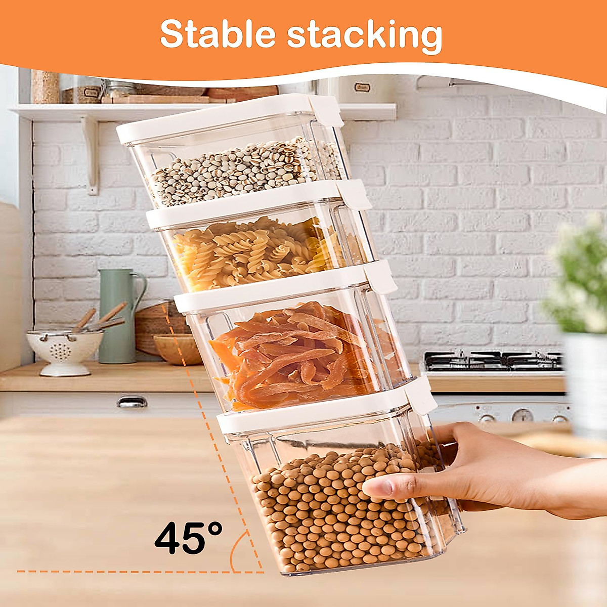 Maggiemiss Multifunctional Sealed Food Storage Tank-Durable and Stackable,Suitable for a Variety of Scenarios,Environmentally Friendly and Reusable (white cover-1300ml)