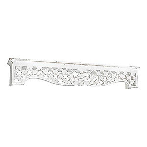 American Art Decor Hand-Carved Vintage Medallion Floating Wall Shelf - Whitewashed (30”)