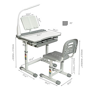 Diroan Kids Desk and Chair Set, Multi-Functional Height Adjustable Children School Study Desk with Storage, Tilt Desktop, LED Light, Book Stand & Metal Hook for Boys Girls, Pink