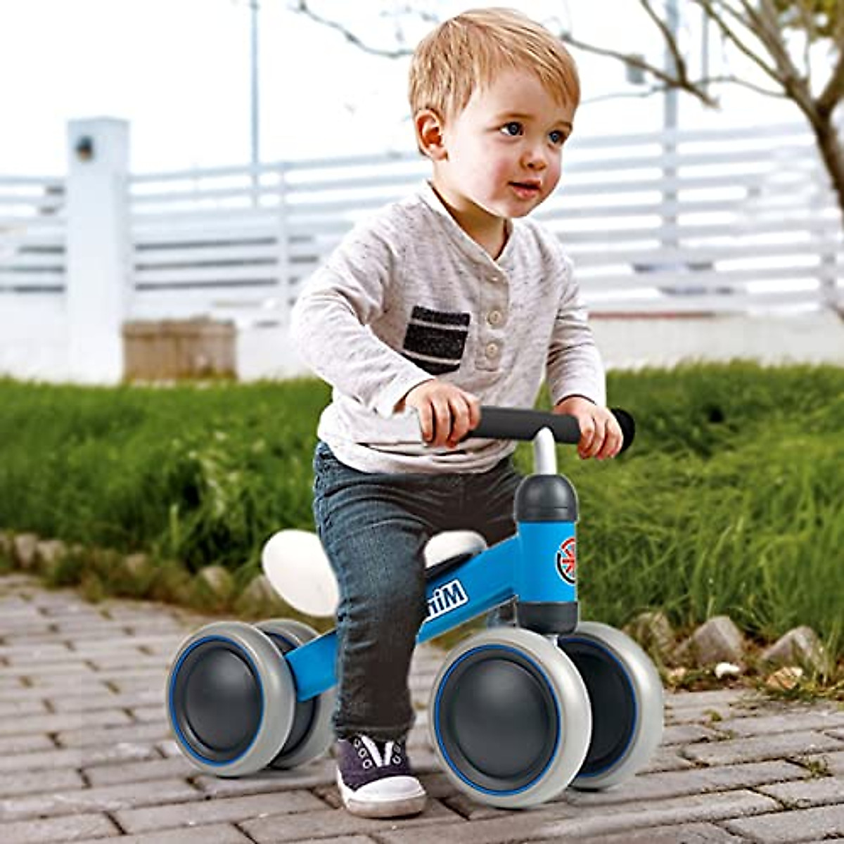 Ancaixin Baby Balance Bikes 10-24 Month Toddler Walker | Riding Toys for 1 Year Old Boys Girls | No Pedal Infant 4 Wheels Kids Bicycle | Best First Birthday Gift New Year Holiday Blue