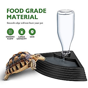 POPETPOP Reptile Water Bowl-Automatic Reptile Water Fountain-Turtle Water Dispenser Bottle Tortoise Food Water Bowl Feeding Dish for Lizards Snake-Black