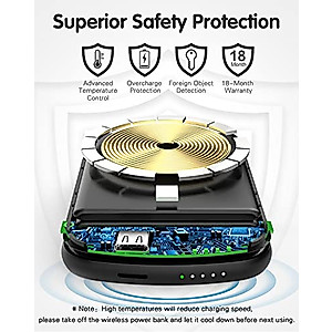 YaNovate Magnetic Power Bank, 5000mAh Magnetic Wireless Power Bank Portable Charger, PD 20W External Battery Pack Compatible with iPhone 12/13 Pro/12 Pro Max/12Mini - Black