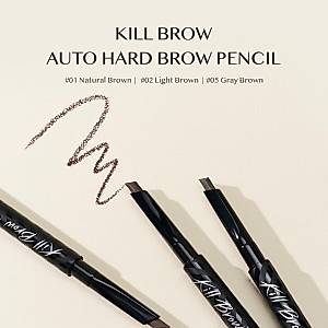 CLIO Kill Brow Auto Hard Eyebrow Pencil, Dual-End, Long Lasting, Waterproof, Smudge-Resistant, Spoolie Brush, Sharpener (05 Gray Brown)