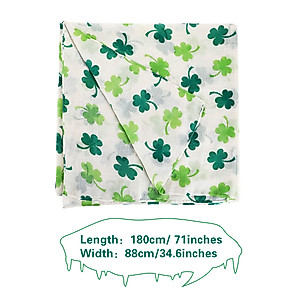 Skylety St. Patrick's Day Printed Scarf Long Shamrock Shawl Irish Theme Scarf for Holiday Outfits Accessories (Color Set 1, 3 Pieces)