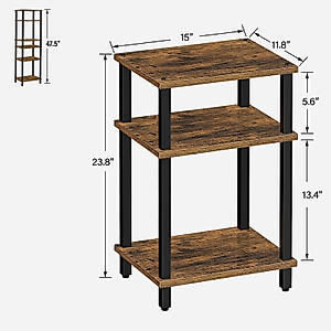 TUTOTAK Set of 2 End Table, Side Table, Nightstand, 3-Tier Storage Shelf, Couch Table for Small Space TB01BB0492