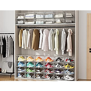 HOMIDEC Shoe Storage, 6 Pack Shoe Organizer, Shoe Boxes Clear Plastic Stackable, Closet Organizers and Storage for Display Sneakers, Heels, Purse, Collectibles, Makeup