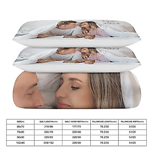 Custom Bedding Set with Photo Text Logo Custom Comforter Set Custom Bedding 3pcs Sets Bedding Cover Set Customized Duvet Cover Set for Family Kids Couples Birthday (1 Comforter and 2 Pillowcases)