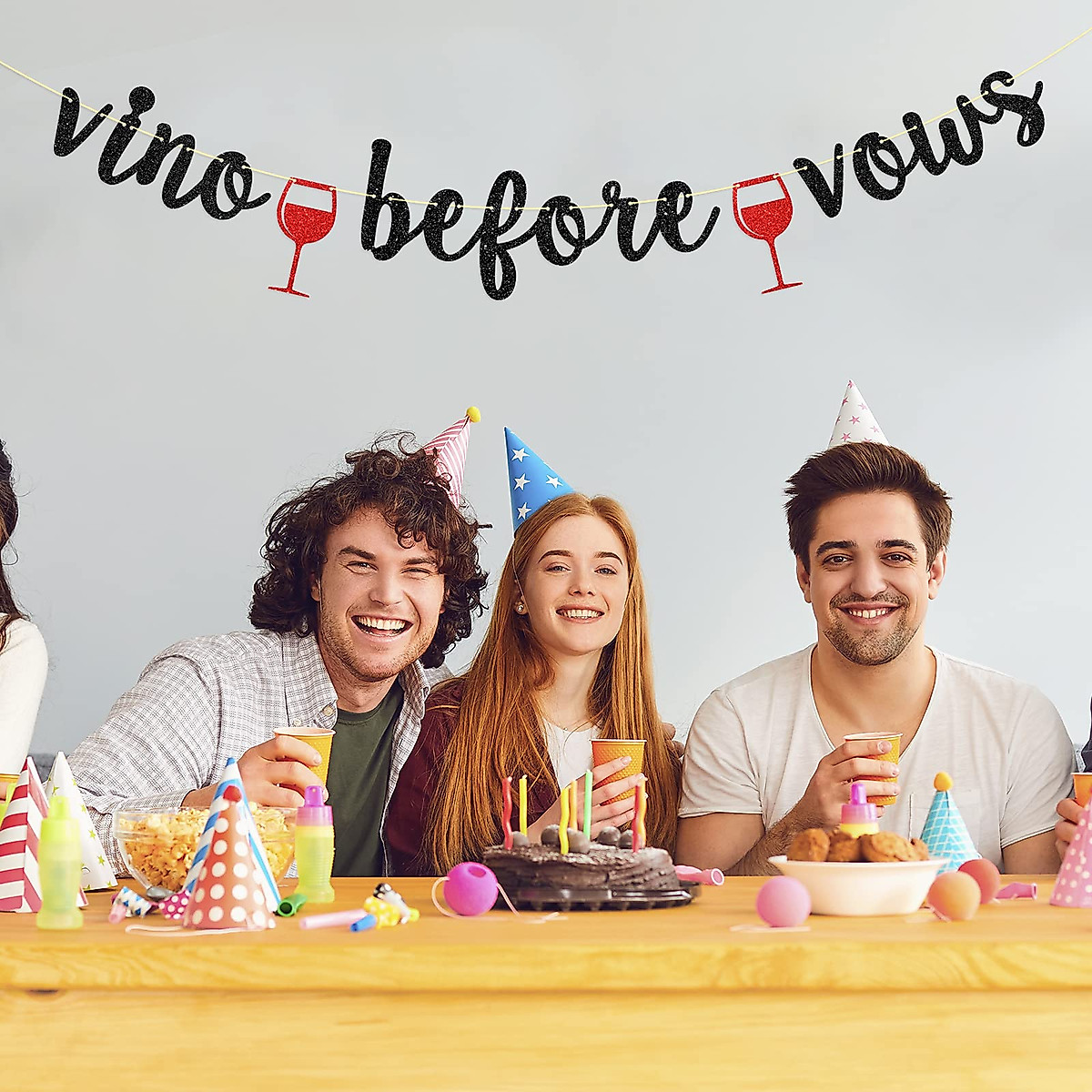 Dill-Dall Vino Before Vows Banner, Bridal Shower Banner, Bridal Shower/Bachelorette Wine Winery Party Decorations (Black)