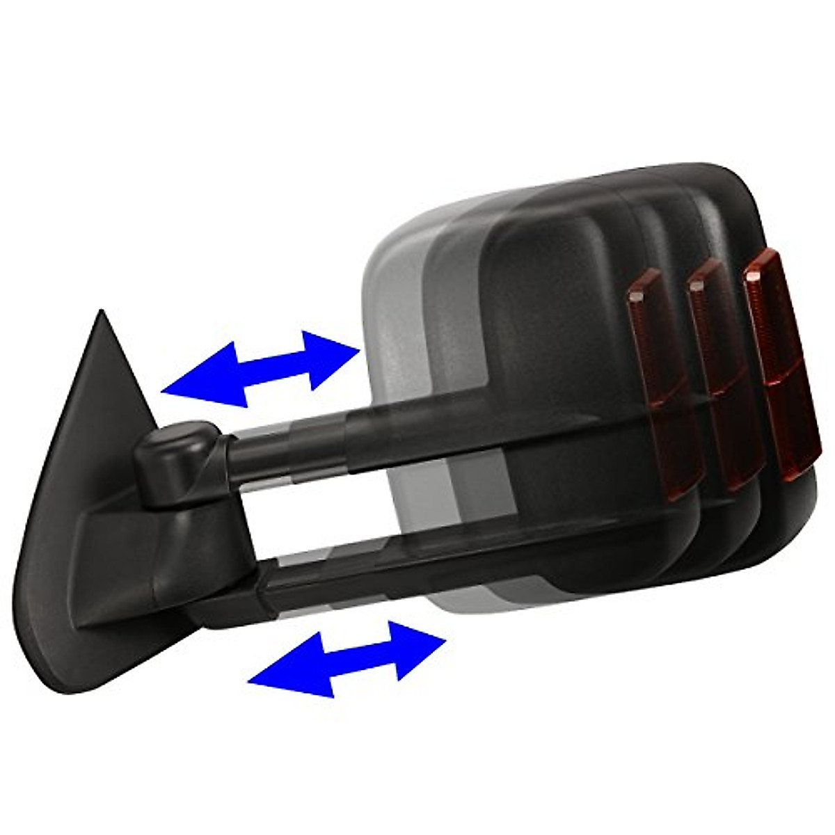 Pair Black Power Heated w/Amber LED Turn Signal Light Side Towing Mirrors Compatible with Silverado Sierra 14-20