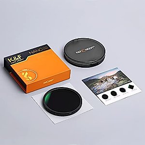 K&F Concept 77mm Variable ND Filter ND2-ND32 Camera Lens Filter (1-5 Stops) No X Cross HD Neutral Density Filter with 28 Multi-Layer Coatings Waterproof (Nano-X Series)