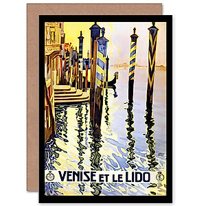 Wee Blue Coo TRAVEL VENICE ITALY CANAL GONDOLA ADVERT BIRTHDAY BLANK GREETINGS CARD