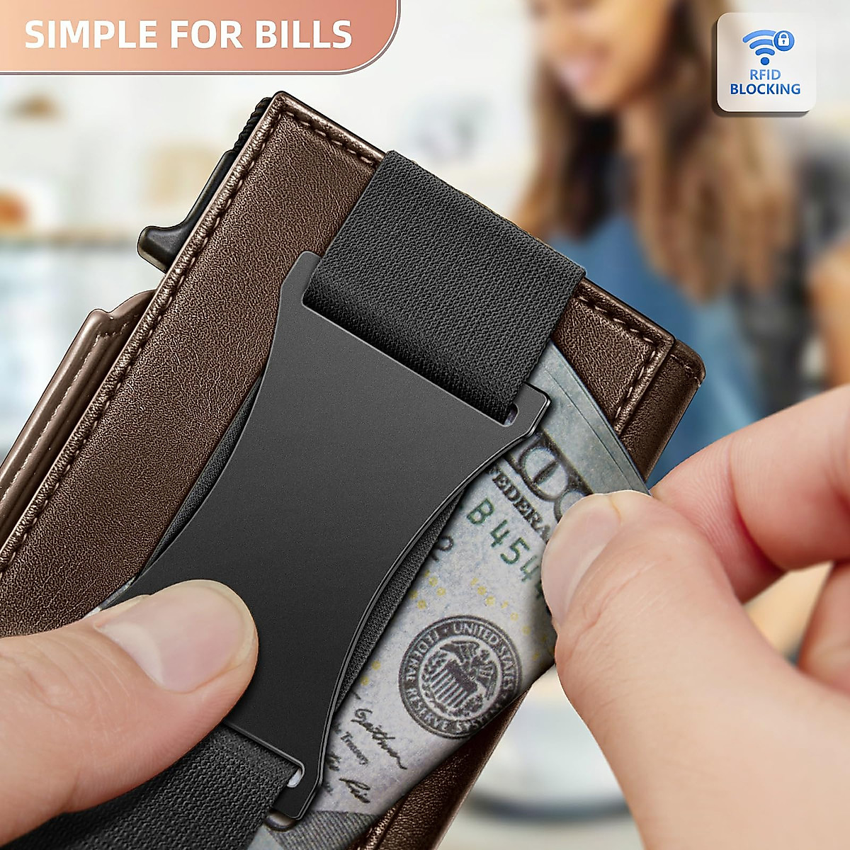 BULLIANT Men Wallet Gift Boxed,Slim Front Pocket Wallet Money Clip Card Holder 3.8"x2.7",Pop-up Access