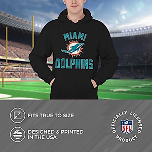 Team Fan Apparel NFL Adult Gameday Hooded Sweatshirt - Poly Fleece Cotton Blend - Stay Warm and Represent Your Team in Style (Miami Dolphins - Black, Adult Medium)