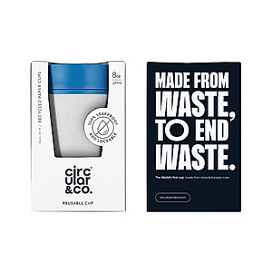 Circular & Co Insulated Reusable Coffee Cup - 8oz/227ml - Small Travel Mug - 100% Leakproof & Lockable - Push Top, One Hand Open, 360 Drinking Coffee Tumbler - Recyclable - BPA Free, Dishwasher Safe