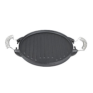 Lot45 Cast Iron Grill Pan, 10in - Cast Iron Grill Pans for Stove Tops, Grilling Cookware Dual-Sided Griddle for Camping