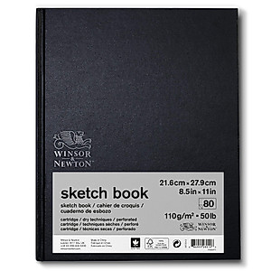 Winsor & Newton Classic Hard Bound Sketch Book, 8.5" x 11", 80 sheets, 110gsm, Natural White