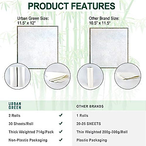 Reusable Bamboo Towels by Urban Green, Large size 2 rolls 60 sheets (Heavy Duty)