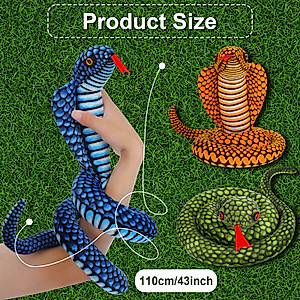 Sosation 3 Pcs Snake Stuffed Animal 43 Inches Cobra Snake Plush Toy Large Realistic Snake Stuffed Animal Toy with Red Tongues Python Stuffed Dolls Gifts for Children Kids