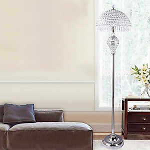 Hsyile Lighting KU300189 Luxury Wedding European Crystal Floor Lamp for Living Room,Bedroom,Office,Chrome Finish,1 Light