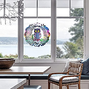 UPHIGHER Wind Spinner Yard Art Garden Decor Owl Wind Spinners Outdoor Metal 3D Kinetic Sculptures Stainless Steel Wind Spinners Outdoor Indoor Clearance Ornaments Gifts Unique Spinners for Yard (Owl)
