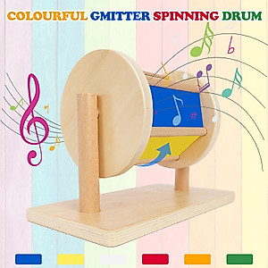 LEADER JOY Montessori Spinning Drum Baby Wooden Toys for 1-3 Year Old with Mirror and Bell for Infant Toddler, Sensory Development Toys Baby Toys Gifts