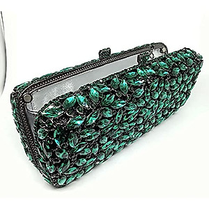 Bling Crystal Clutch Purses for Women Box Minaudiere Handbags Wedding Bag (Green)