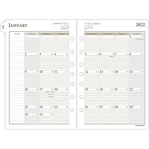 2022 Weekly & Monthly Planner Refill by AT-A-GLANCE, 91010 DAY-TIMER, 5-1/2" x 8-1/2", Size 4, Desk Size, Loose-Leaf (481-285Y)