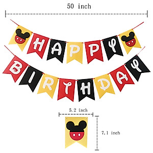 Mickey Mouse Happy Birthday Party Banner Flags for Kid Disney Birthday Party Favors Decoration.