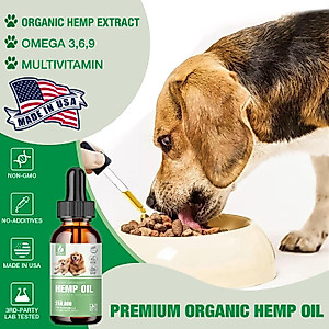Pet Hemp Oil for Dogs and Cats,Organic Hemp Extract Drops, Sleep Aid Anxiety,Stress, Hip & Joint Pain Relief, Dog Calming Treats Rich in Omega 3-6-9, Natural Pet Hemp Oil（Natural）