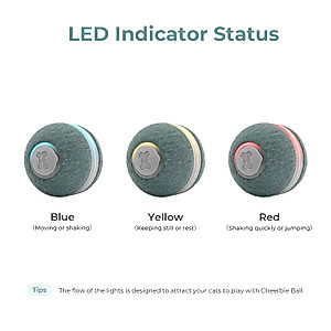 Cheerble Interactive Cat Ball Toy, Automatic Moving Ball Puzzle Toy for Indoor Cat Kitten, Smart Anti-Depression Pet Toy Fun Gift with Light (Green)