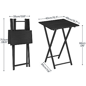 HOOBRO Folding TV Tray Table, Wooden TV Tray, Portable Sofa Side Table, Industrial Snack Table End Table for Small Spaces, Space-Saving, Easy to Install and Fold, Black BB27BZ01