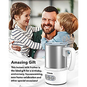 iKEPAPA Milk Frother – Electric Milk Frother and Steamer for Home – 13.5oz/380ml Large Capacity – 5-in-1 Functions with Heating and Frothing – Ideal for Latte, Cappuccino, Chocolate, Hot Milk, 500W