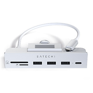 Satechi USB C Hub – iMac USB Adapter – USB C Data Port, USB-A 3.0 Data, Micro/SD Card Readers, USB C Clamp Hub For Apple Studio Display & iMac 24-inch, Does Not Fit 2020 iMac & Earlier Models - Silver