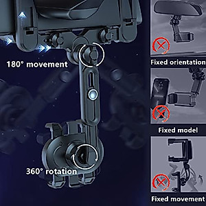 softcute Rearview Mirror Phone Holder for Car,360°Rotatable and Retractable Car Phone Holder, Four Corners Fixed Anti-Shake Design for All Phones and All Car Rearview Mirror with Button