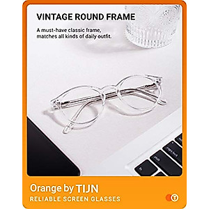 TIJN Blue Light Blocking Glasses Men Women Vintage Thick Round Rim Frame Eyeglasses