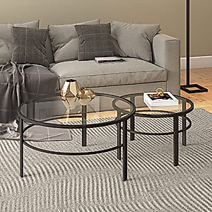 Henn&Hart Round Nested Coffee Table in Blackened Bronze, Coffee Table coffee tables for living room, studio apartment essentials